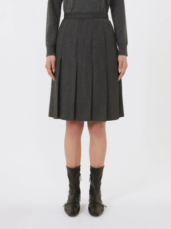 Max Mara Flannel Pleated Skirt