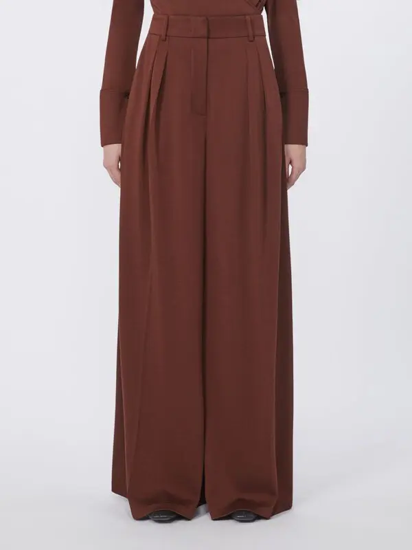 Max Mara Wool Jersey Palazzo Trousers - Cherry