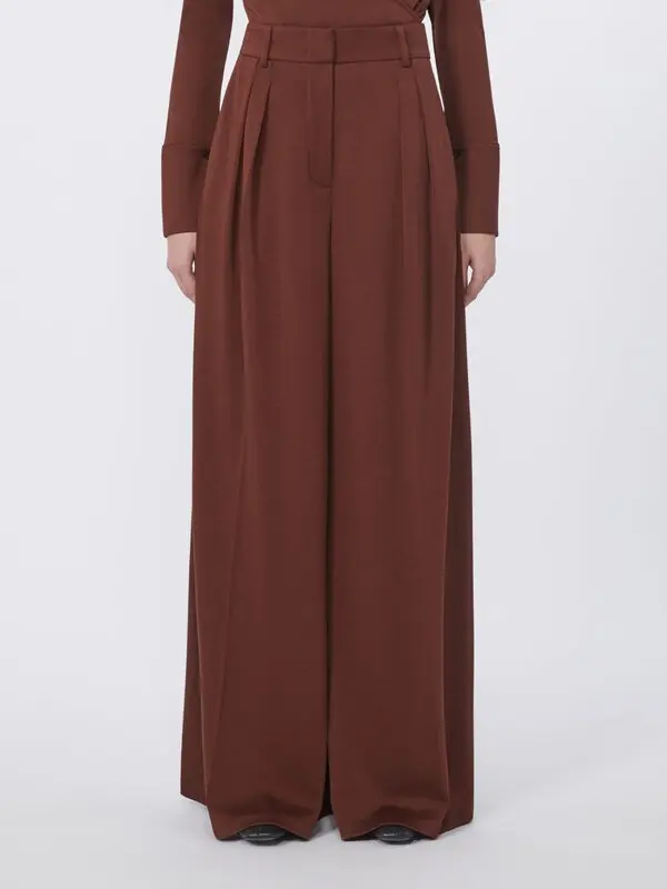 Max Mara Wool Jersey Palazzo Trousers - Cherry