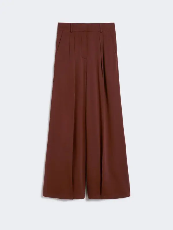 Max Mara Wool Jersey Palazzo Trousers - Cherry