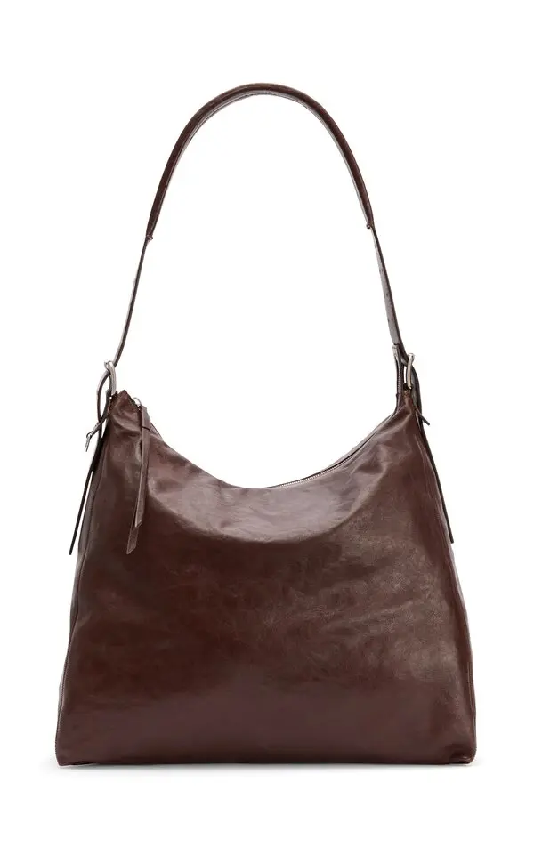 LEMAIRE Belted Leather Hobo Bag - Brown