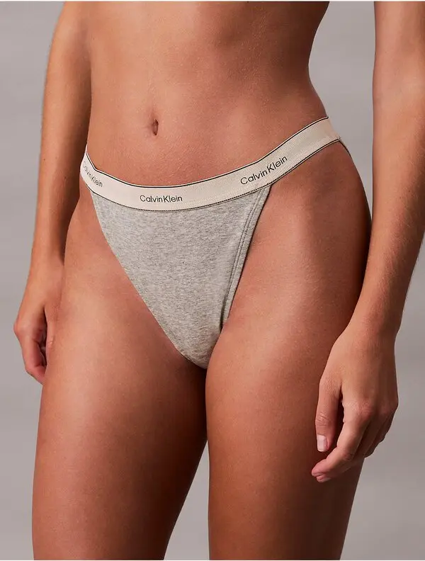 Calvin Klein Heritage Cotton Stretch Tanga - Grey Heather