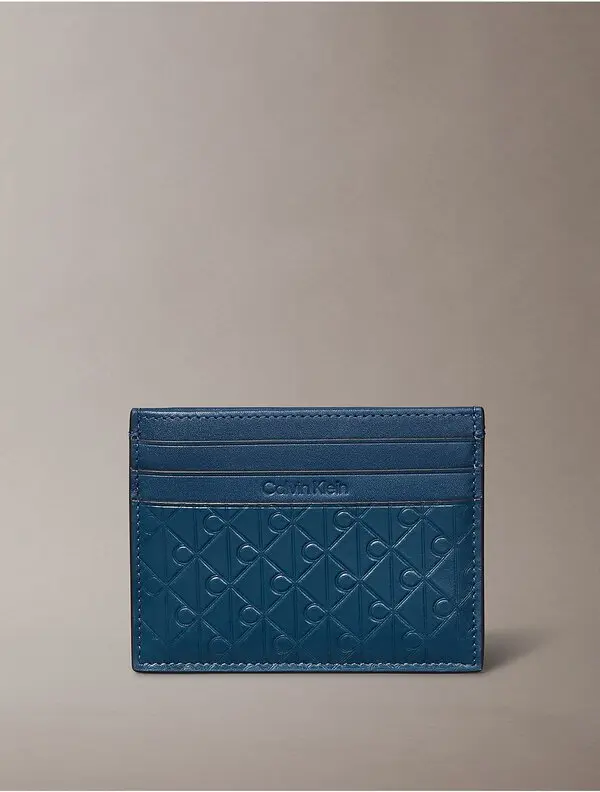 Calvin Klein Embossed Allover Monogram Card Case - Moonlit Ocean