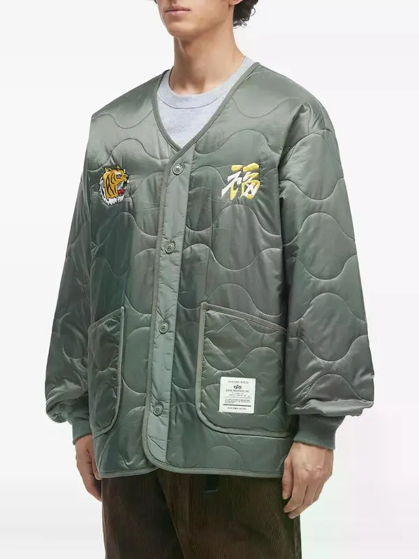 Alpha Industries Tiger-embroidered Quilted Jacket - Green