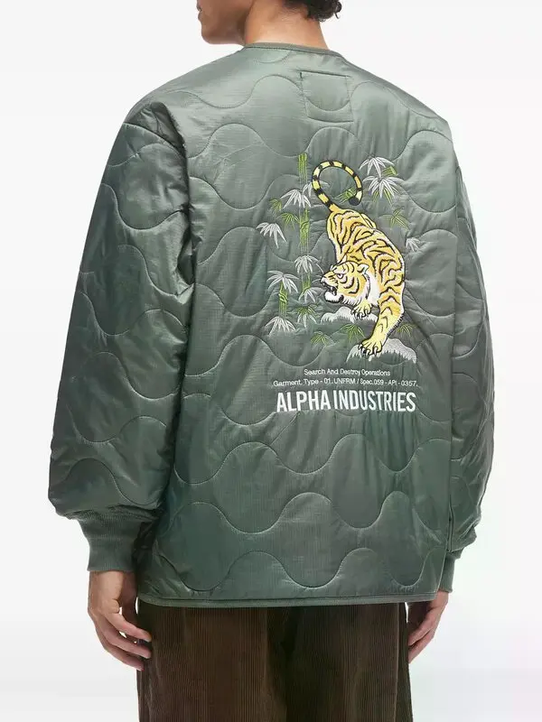Alpha Industries Tiger-embroidered Quilted Jacket - Green