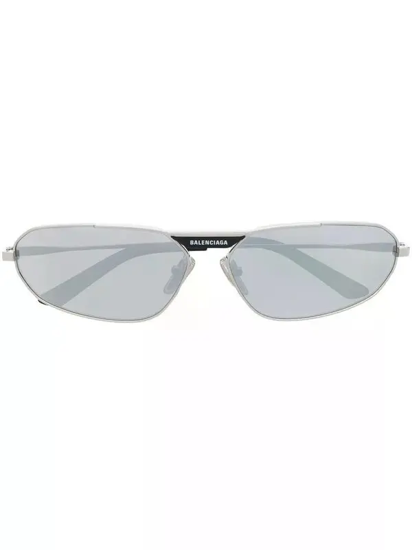 Balenciaga Oval-frame Mirrored-lens Sunglasses - Silver