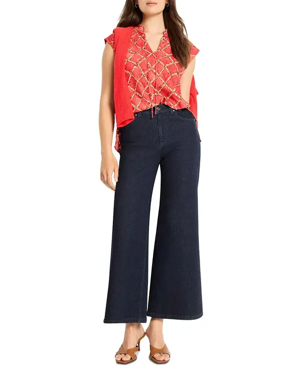 POINT Nic+zoe Squiggle Check Top - Red Multi