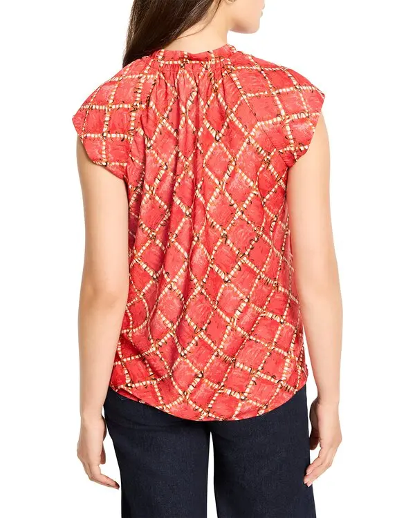 POINT Nic+zoe Squiggle Check Top - Red Multi