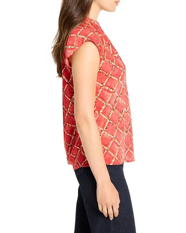 POINT Nic+zoe Squiggle Check Top - Red Multi