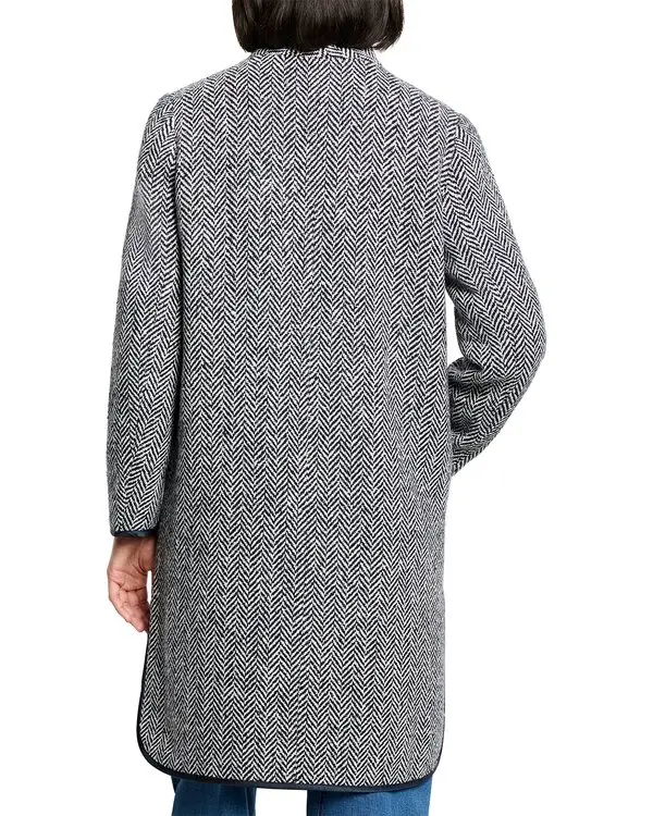 NIC+ZOE Herringbone Wool-blend Coat - Navy