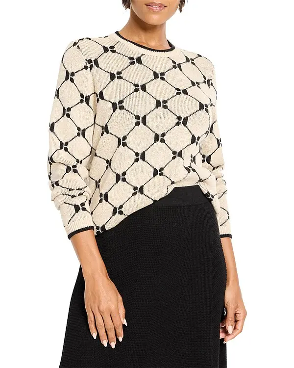 NIC+ZOE Geometric Argyle Jacquard Pullover