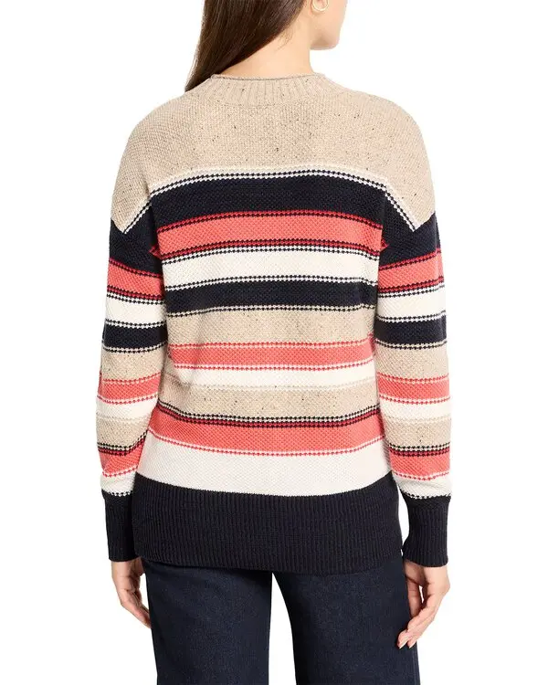 NIC+ZOE Speckled Knit Striped Pullover Sweater