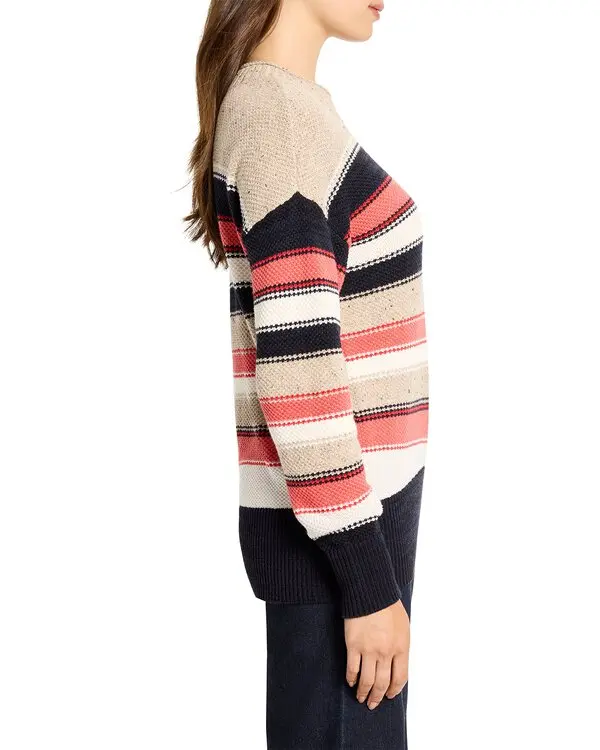 NIC+ZOE Speckled Knit Striped Pullover Sweater