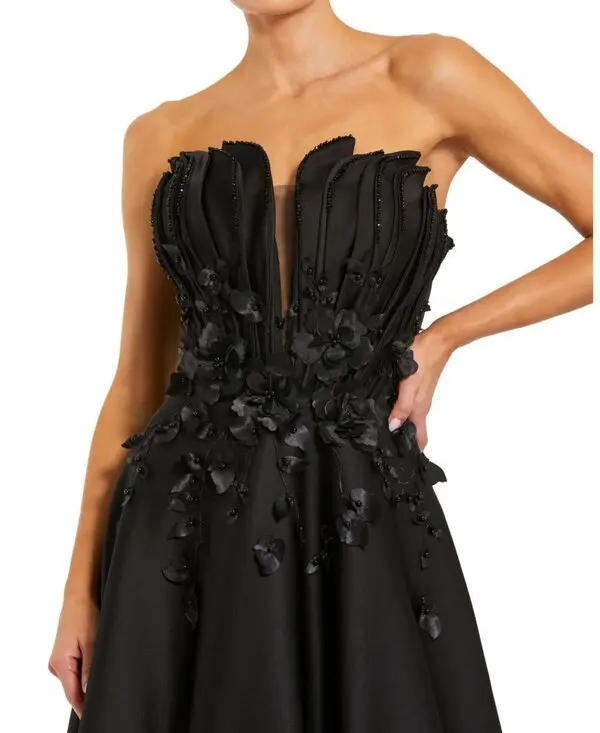 Mac Duggal Strapless Floral Beaded Ballgown