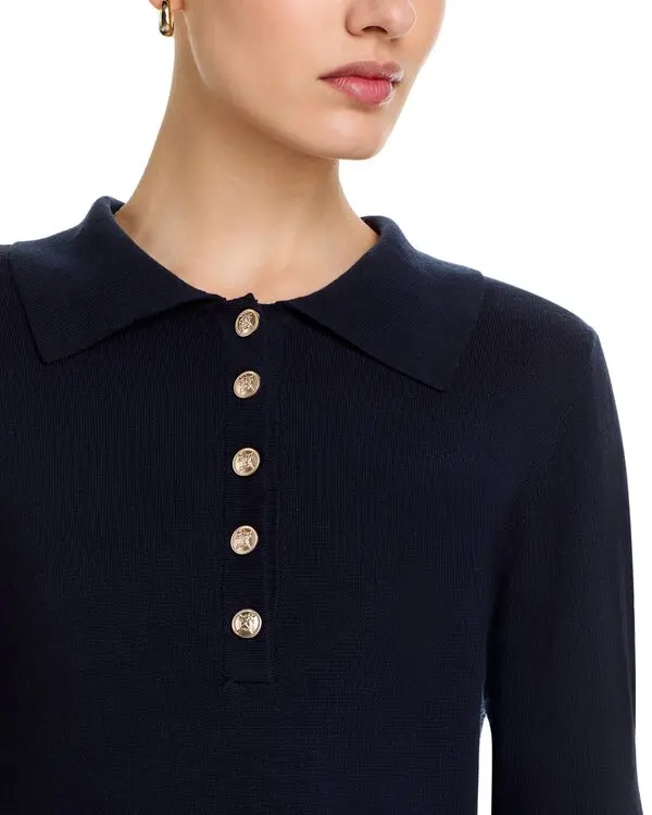 SINGLE THREAD Ribbed Polo Sweater