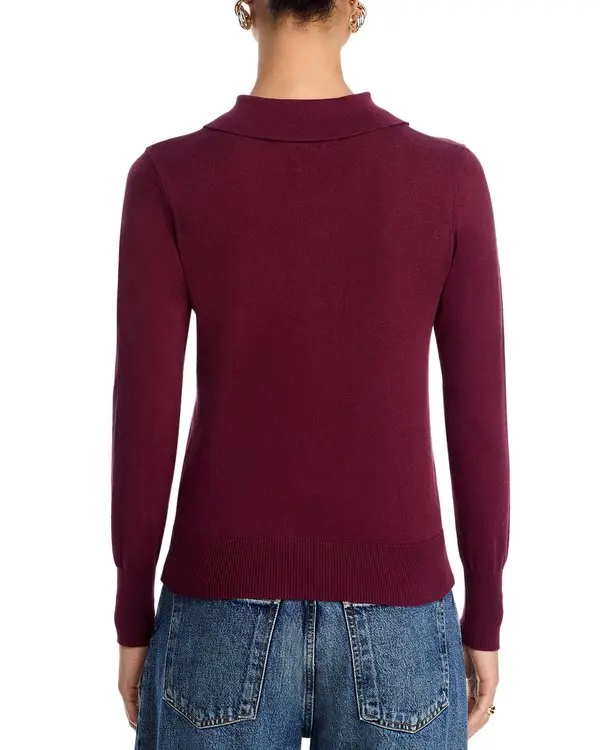 SINGLE THREAD Ribbed Polo Sweater - Wine