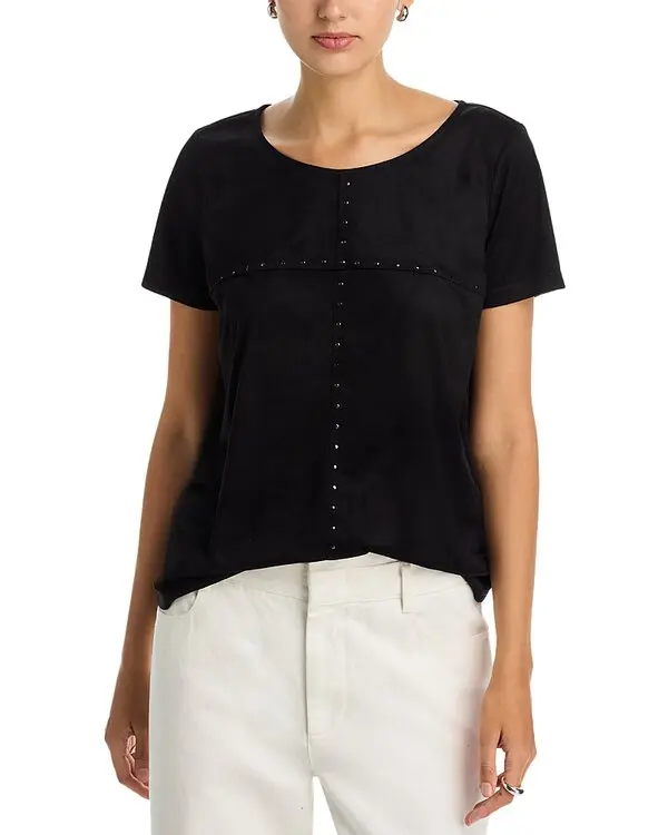 SINGLE THREAD Faux Suede Top - Black