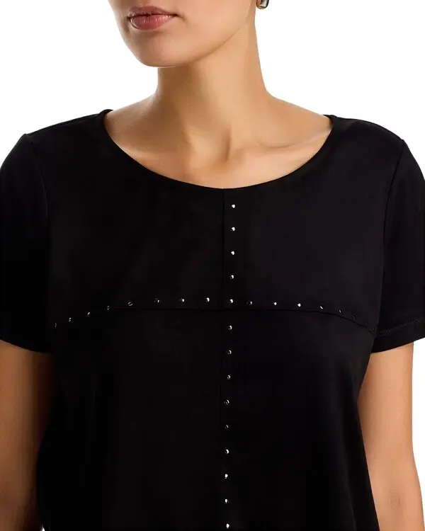 SINGLE THREAD Faux Suede Top - Black