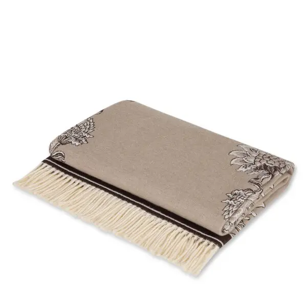 Etro Bloom Floral Jacquard Wool Throw - Khaki