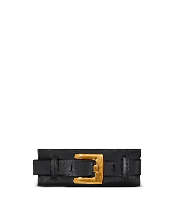 Balmain Anthem Calfskin Leather Clutch - Black