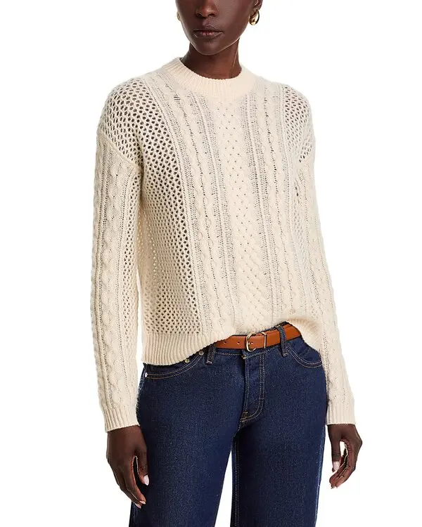 Bloomingdale'S Multi Cable Drop Shoulder Cashmere Sweater