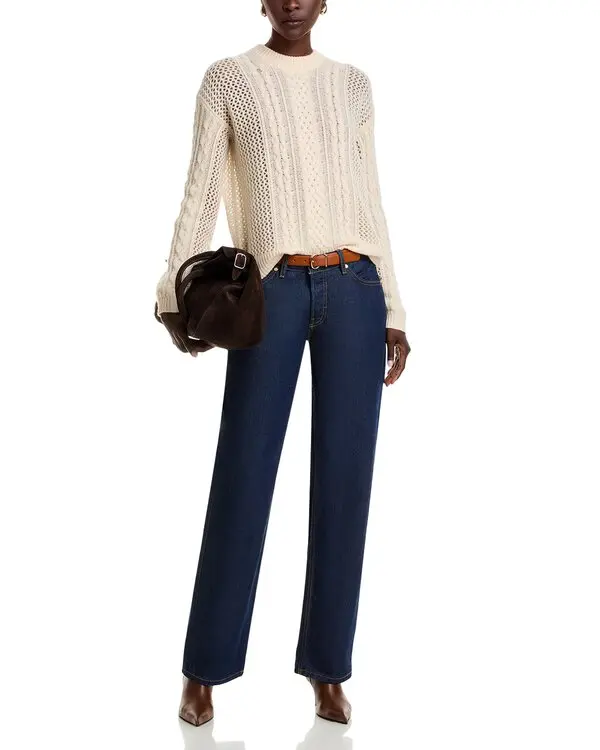 Bloomingdale'S Multi Cable Drop Shoulder Cashmere Sweater