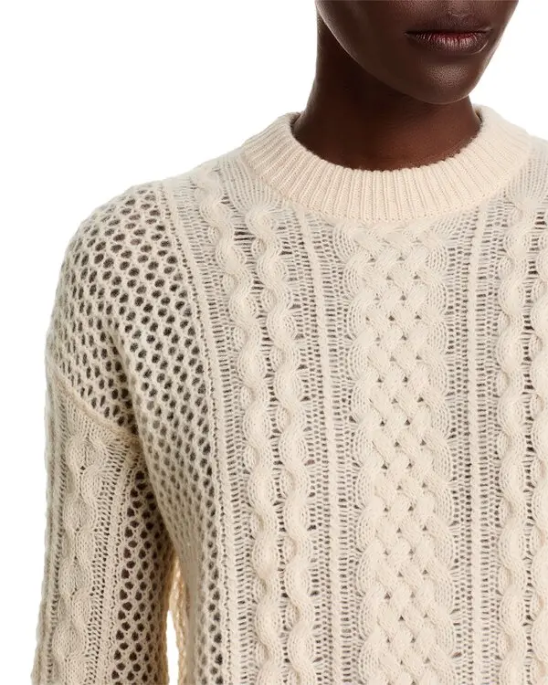 Bloomingdale'S Multi Cable Drop Shoulder Cashmere Sweater