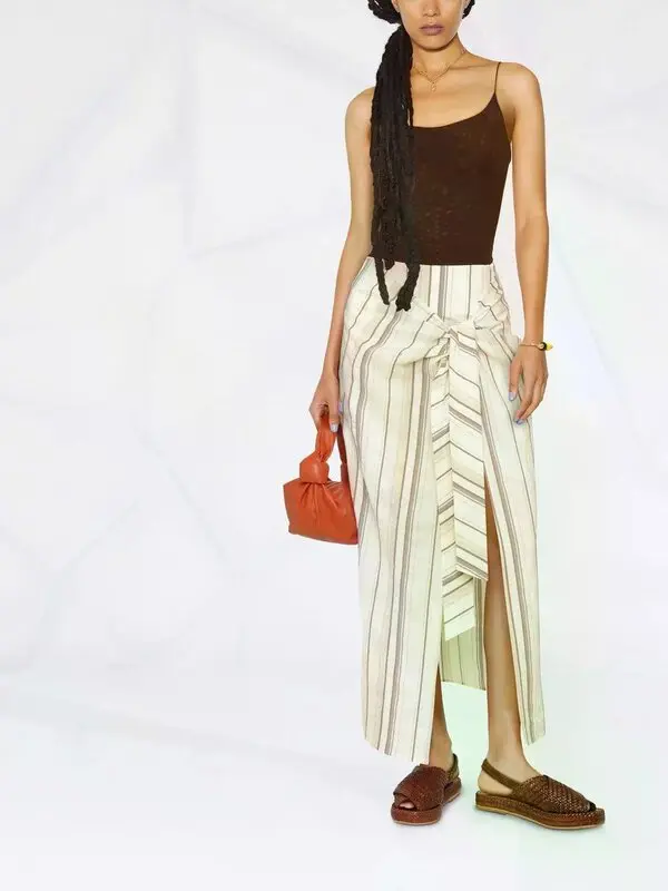 Brunello Cucinelli Striped Wrap Ankle-length Skirt