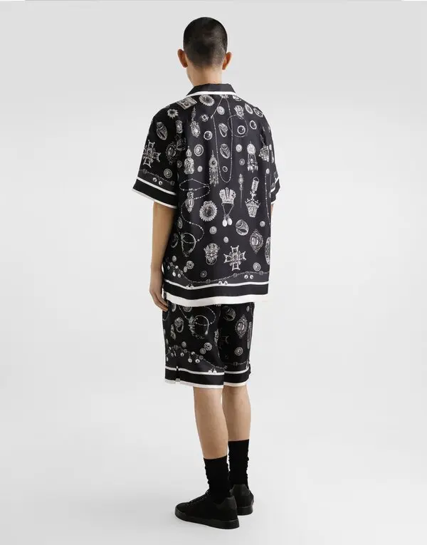Dolce & Gabbana Medal-printed Silk Twill Bermuda Shorts - Print