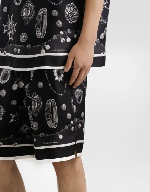 Dolce & Gabbana Medal-printed Silk Twill Bermuda Shorts - Print