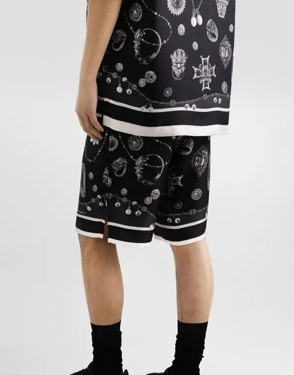 Dolce & Gabbana Medal-printed Silk Twill Bermuda Shorts - Print
