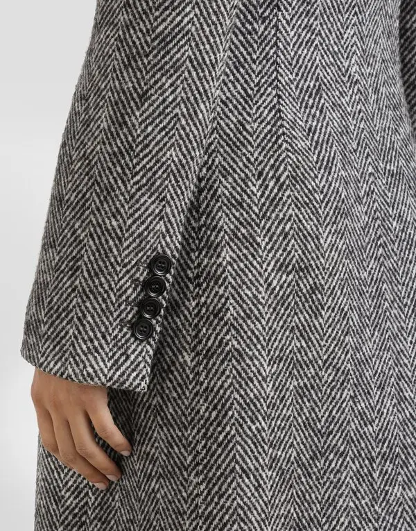 Dolce & Gabbana Single-breasted Coat In Chevron Wool