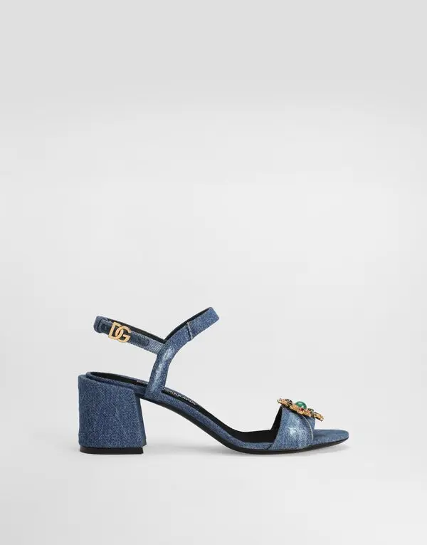 Dolce & Gabbana Embroidered Denim Sandals - Multicolor