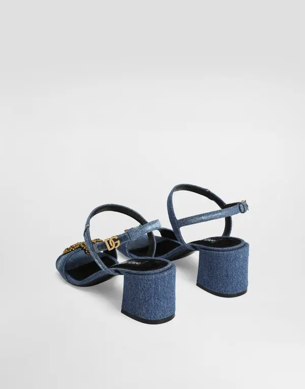 Dolce & Gabbana Embroidered Denim Sandals - Multicolor