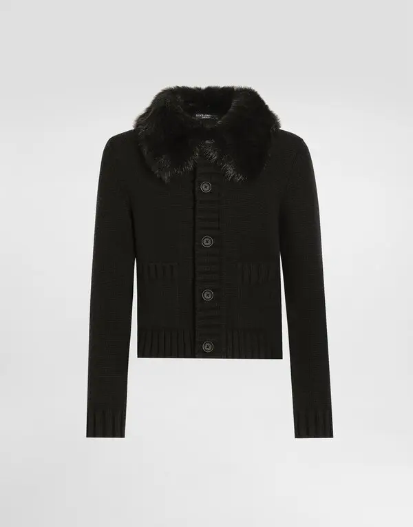 Dolce & Gabbana Wool Jacket With Fur-effect Collar