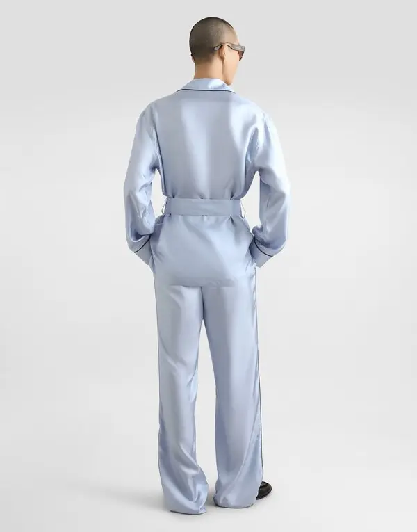 Dolce & Gabbana Straight Leg Silk Twill Trousers - Azure