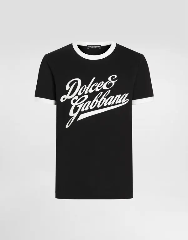 Dolce & Gabbana Cotton T-shirt With Flock Print - Black