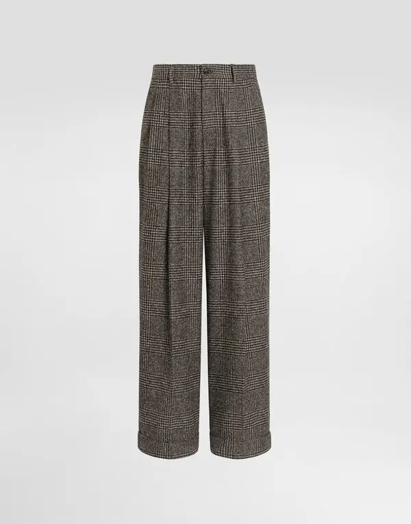 Dolce & Gabbana Alpaca Blend Glen Plaid Trousers - Multicolor