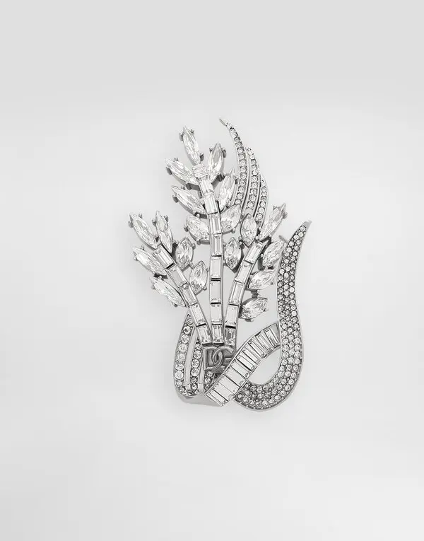 Dolce & Gabbana Rhinestone Embellished Brooch - Silver