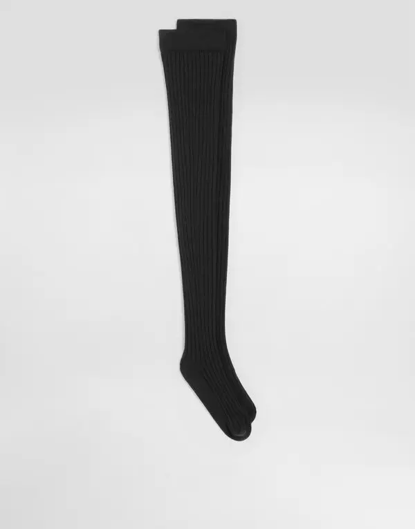 Dolce & Gabbana Ribbed Stay-up Socks - Black