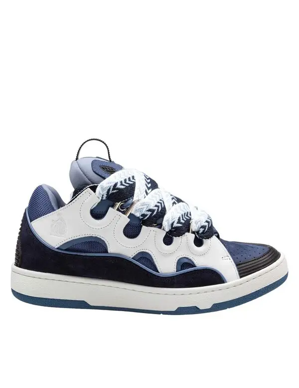LANVIN Leather, Fabric, And Suede Sneakers - Black/navy