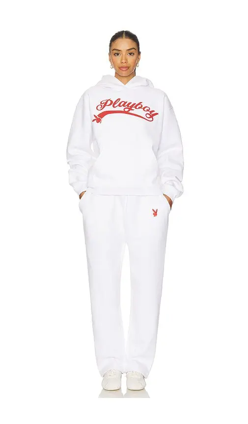 PLAYBOY Logo Hoodie And Sweatpant Set - White