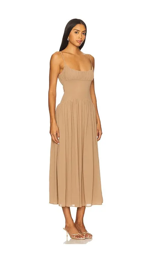 stacci midi dress in beige & cream lpa Lady Black Tie - Regal Cutie Bubble Hem Midi Dress - Cream