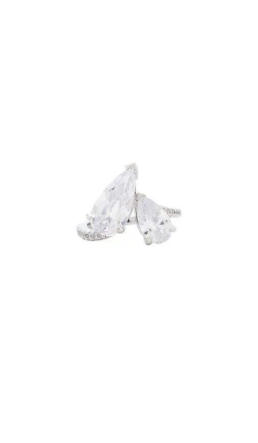 BY ADINA EDEN Pave Graduated Double Teardrop Ring - Silver