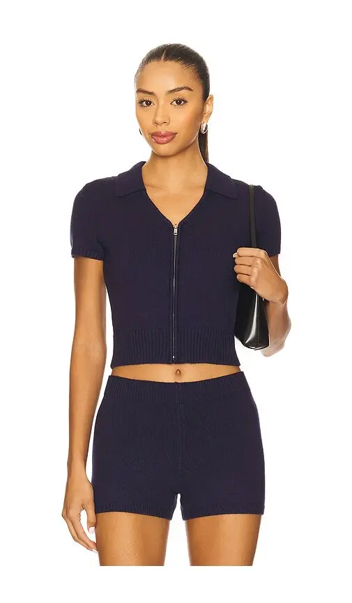GUIZIO Calesia Zip Up Top - Navy