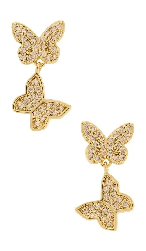 BY ADINA EDEN Pave Double Butterfly Dangle Stud Earrings - Gold
