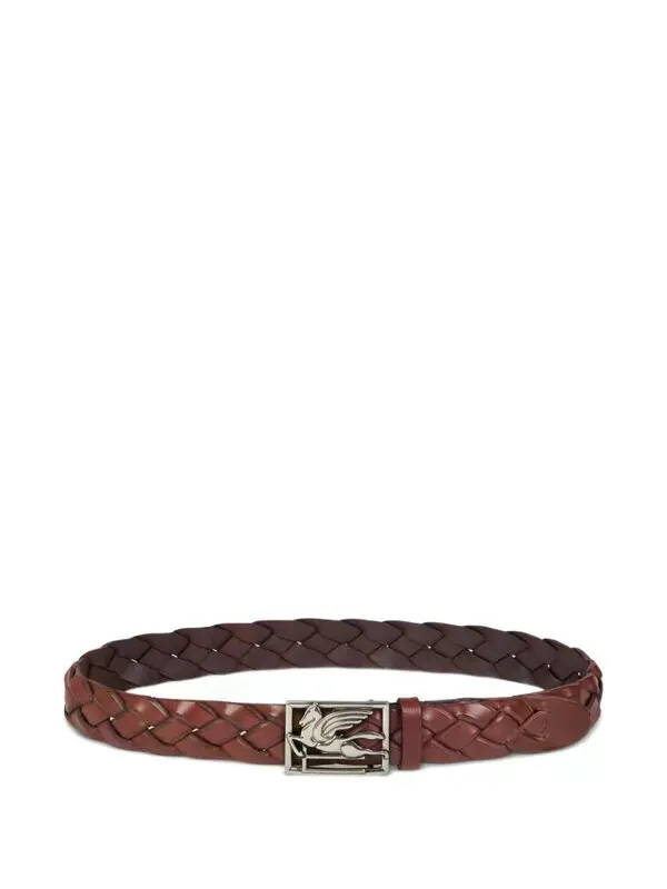 Etro Pegaso Woven Leather Belt - Brown