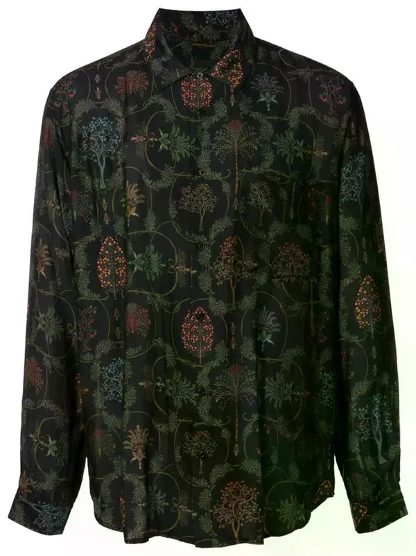 OSKLEN Floral-print Long-sleeve Shirt - Black