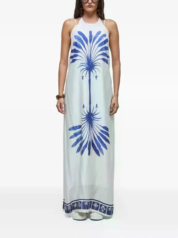 OSKLEN Palm-tree Print Maxi Dress - White