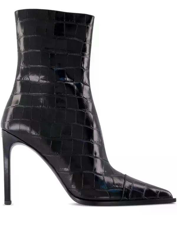 Amiri Crocodile-effect Pointed-toe Boots